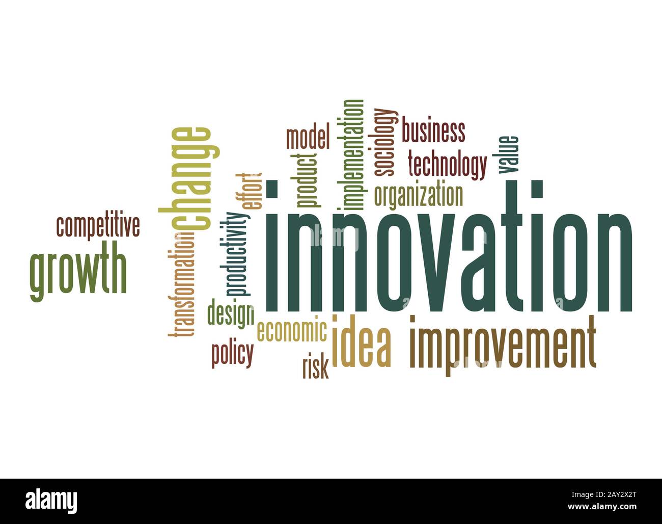 The word risk and idea and innovation graphic on black keyboard with ...