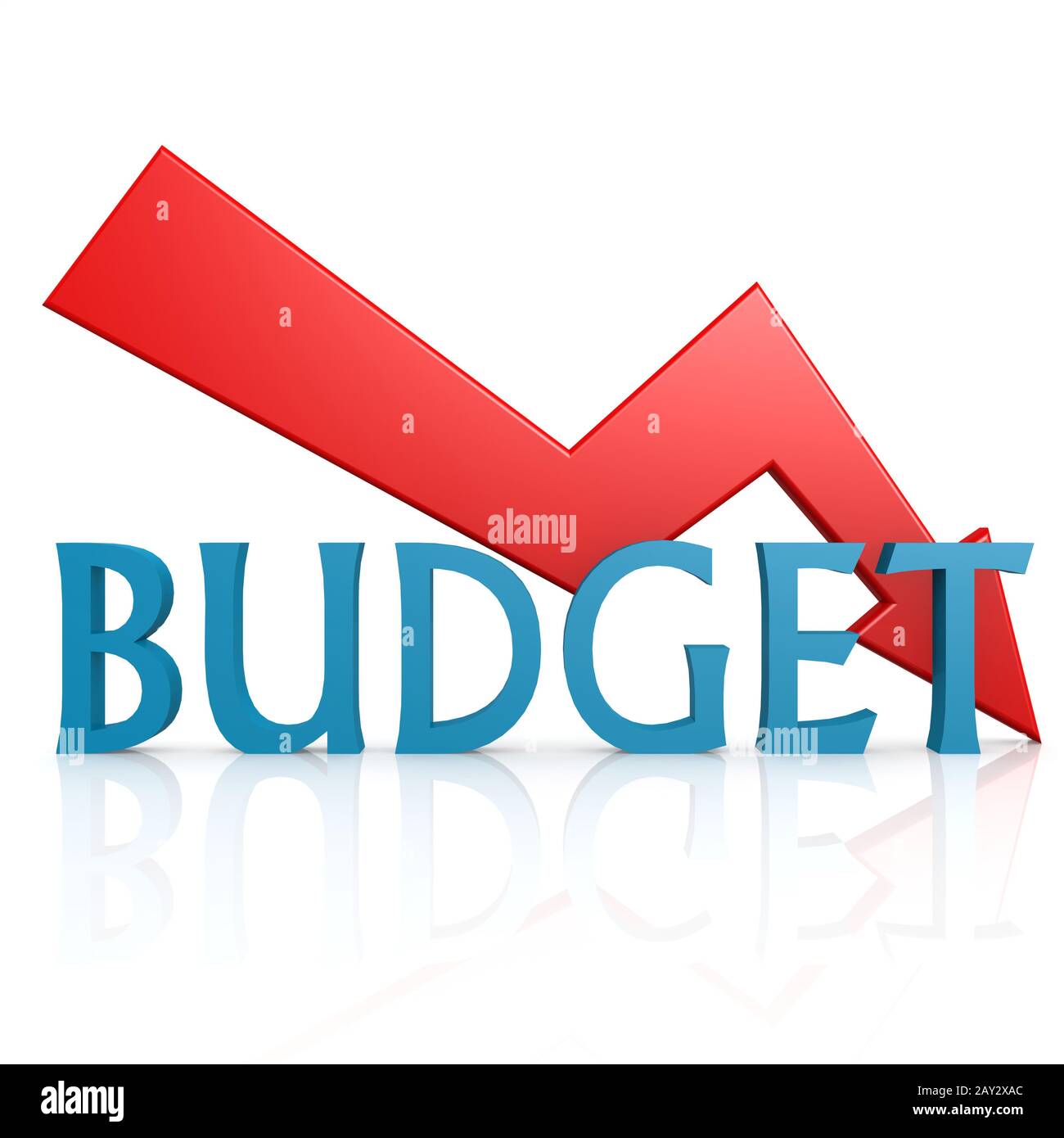 Arrow down budget Stock Photo - Alamy