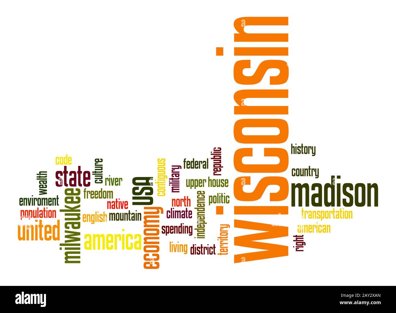 Wisconsin word cloud Stock Photo - Alamy