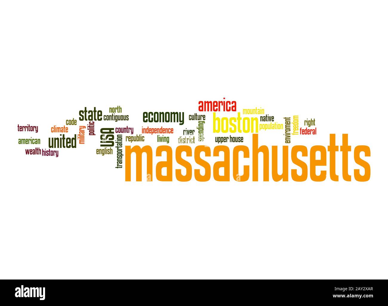 Massachusetts word cloud Stock Photo - Alamy