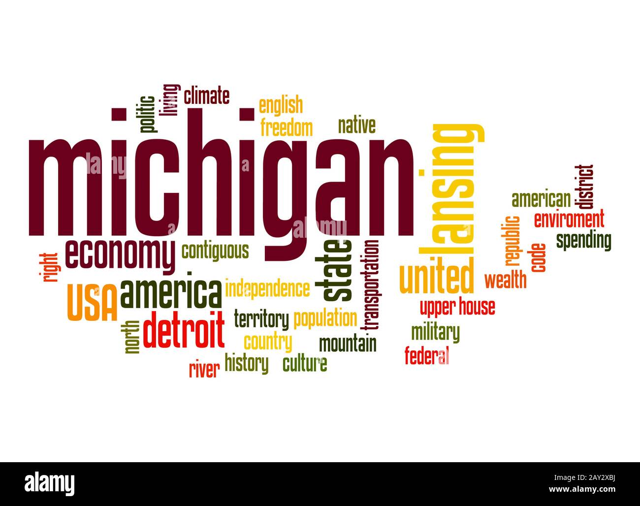 Michigan word cloud Stock Photo - Alamy