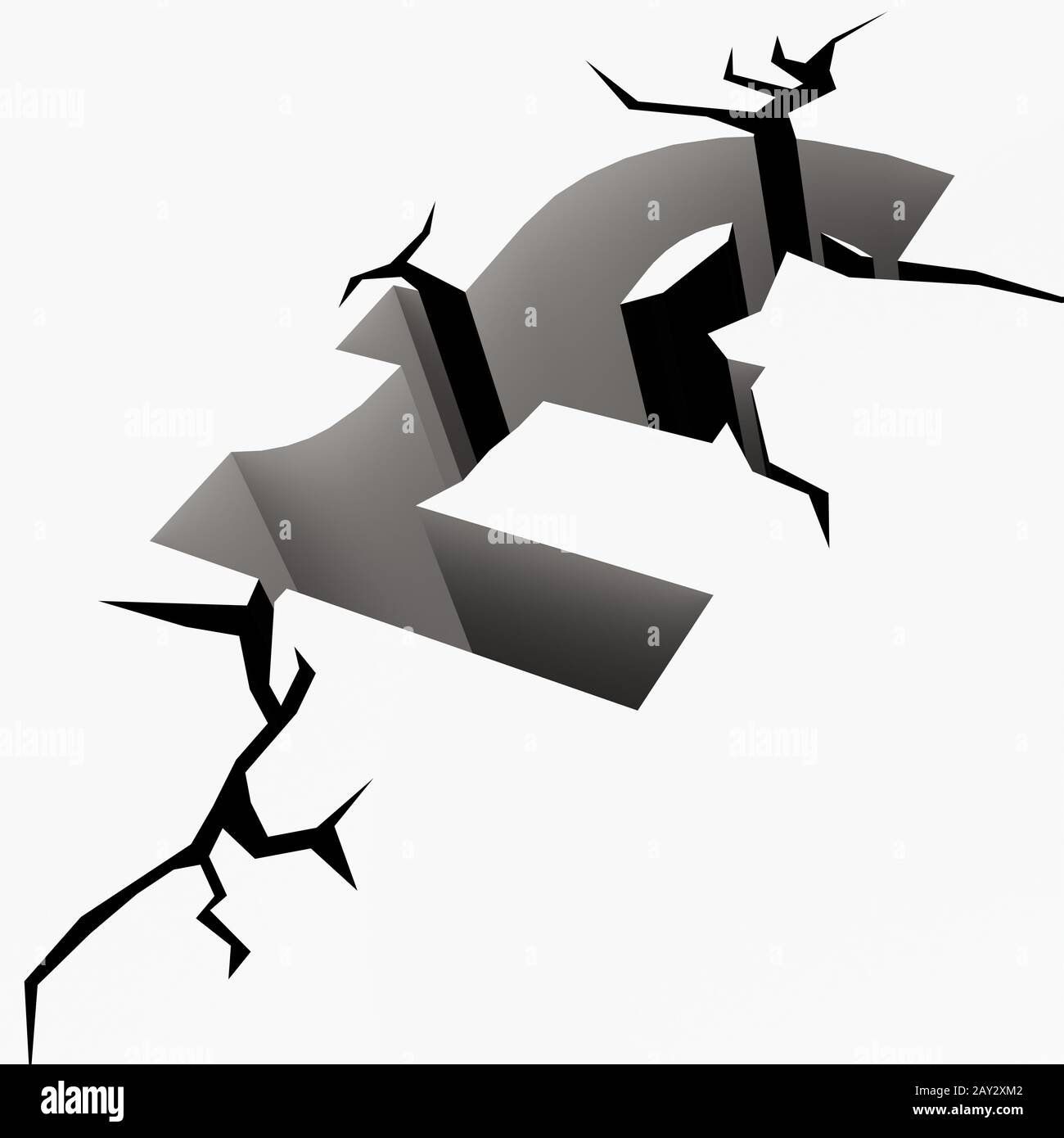 Crack ground pound sign Stock Photo - Alamy