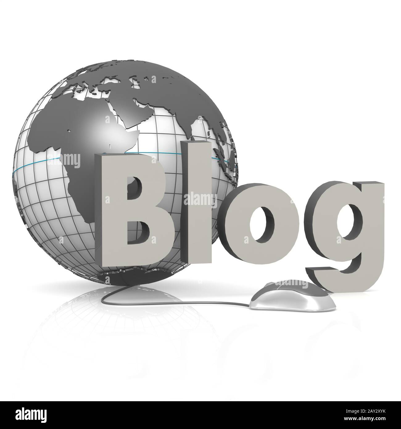 Blog, globe and mouse Stock Photo - Alamy