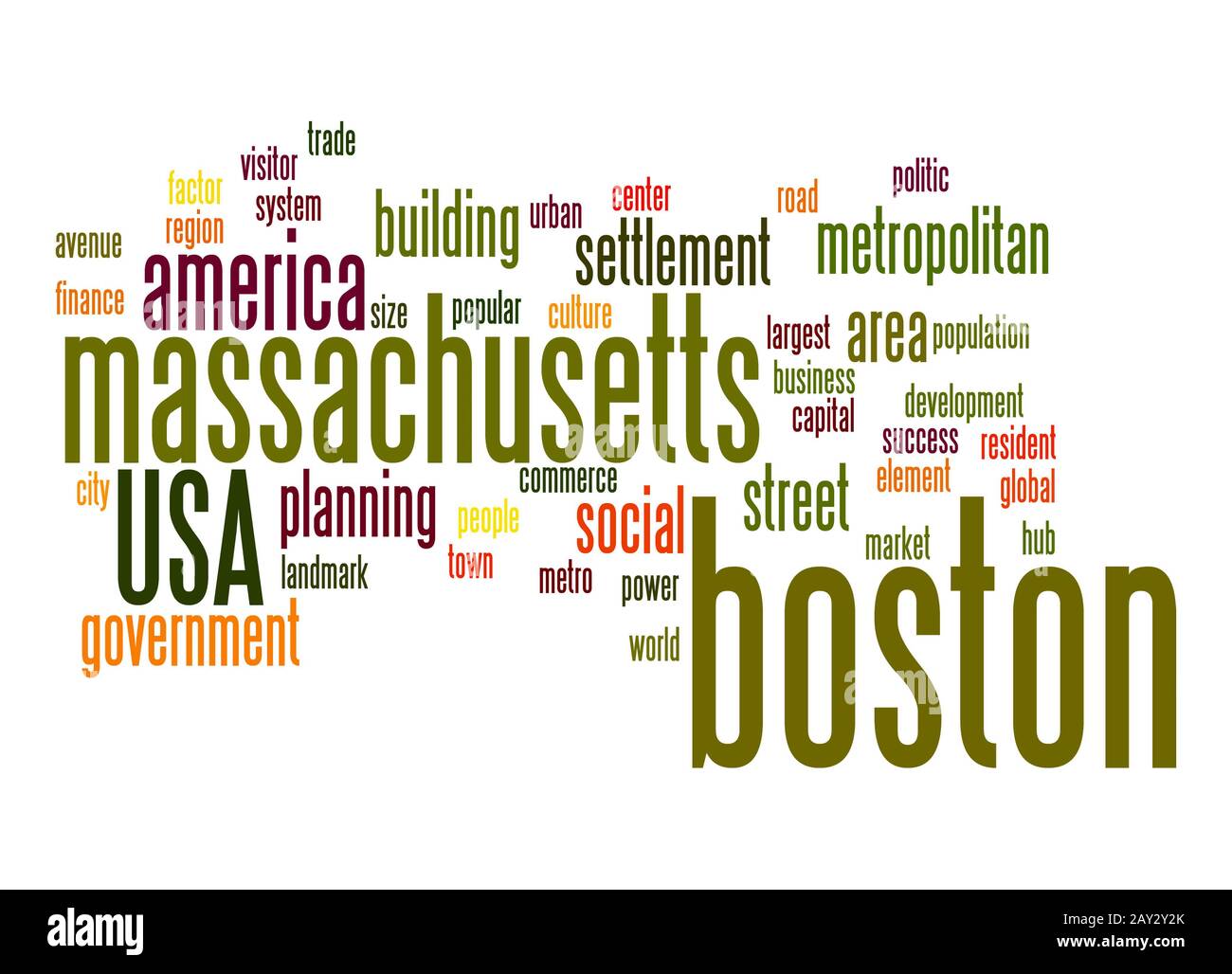 Boston word cloud Stock Photo - Alamy