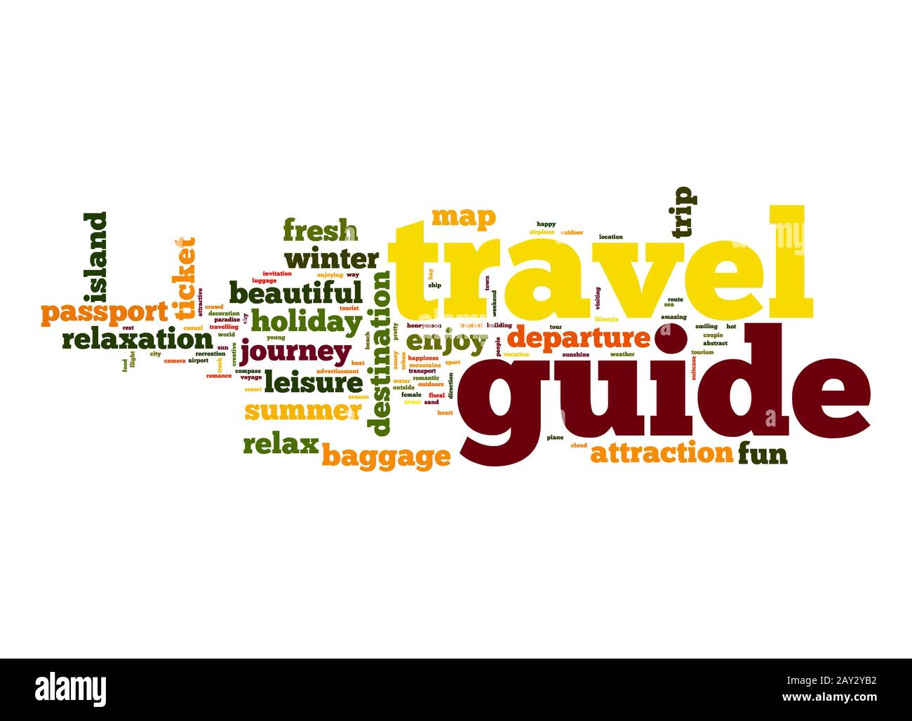 Travel guide word cloud Stock Photo - Alamy