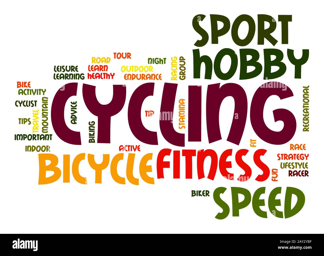 Cycling word cloud Stock Photo - Alamy