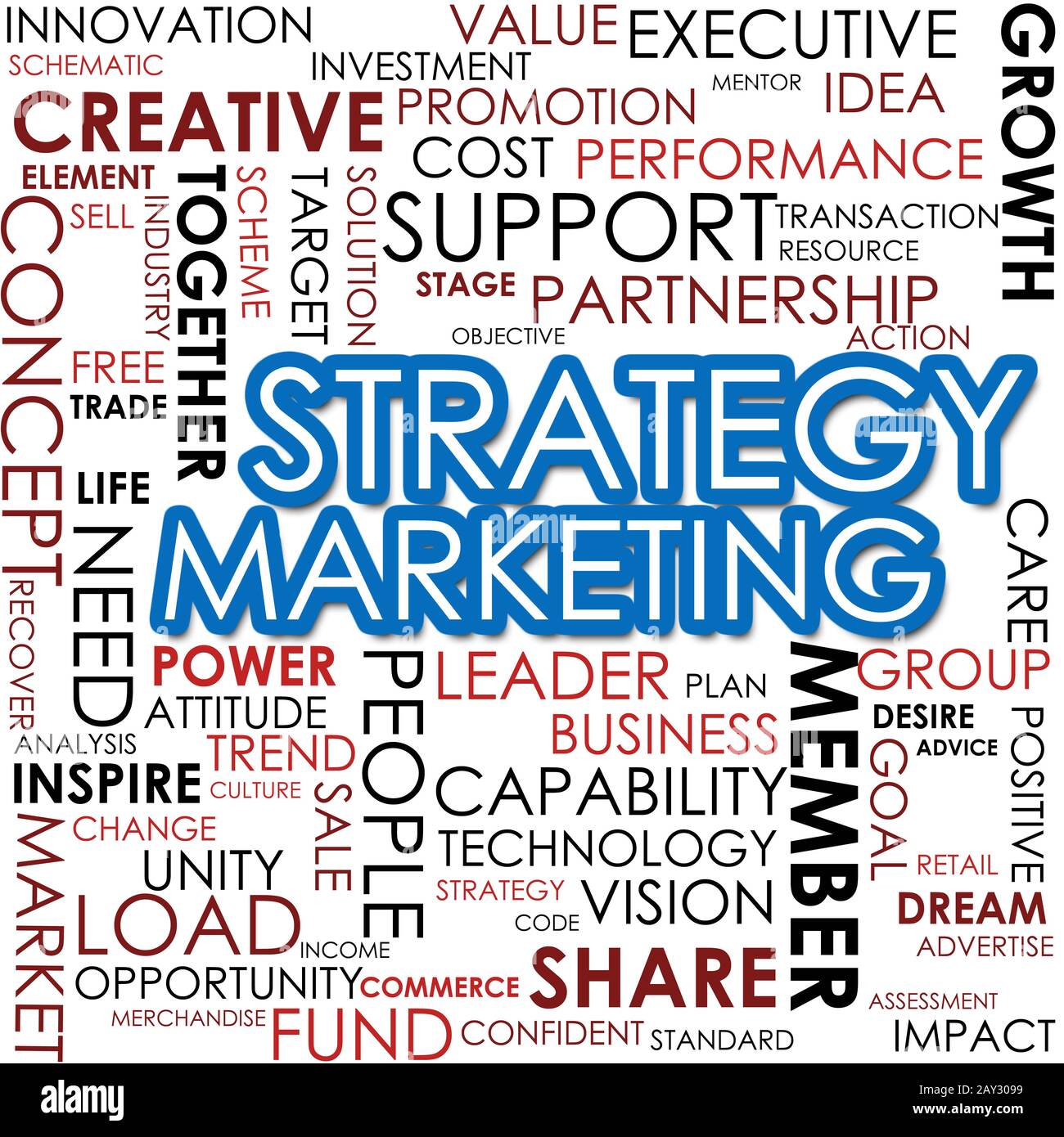 Strategy marketing word cloud Stock Photo - Alamy