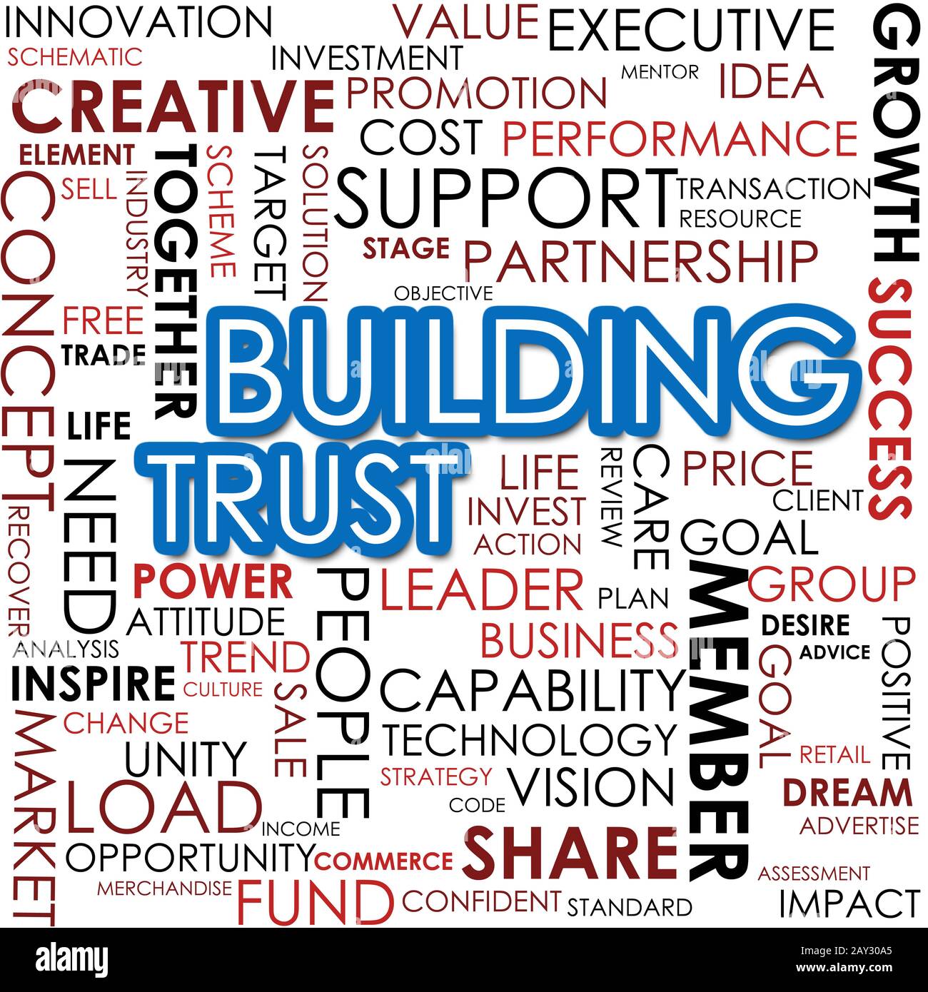 Building trust word cloud Stock Photo - Alamy