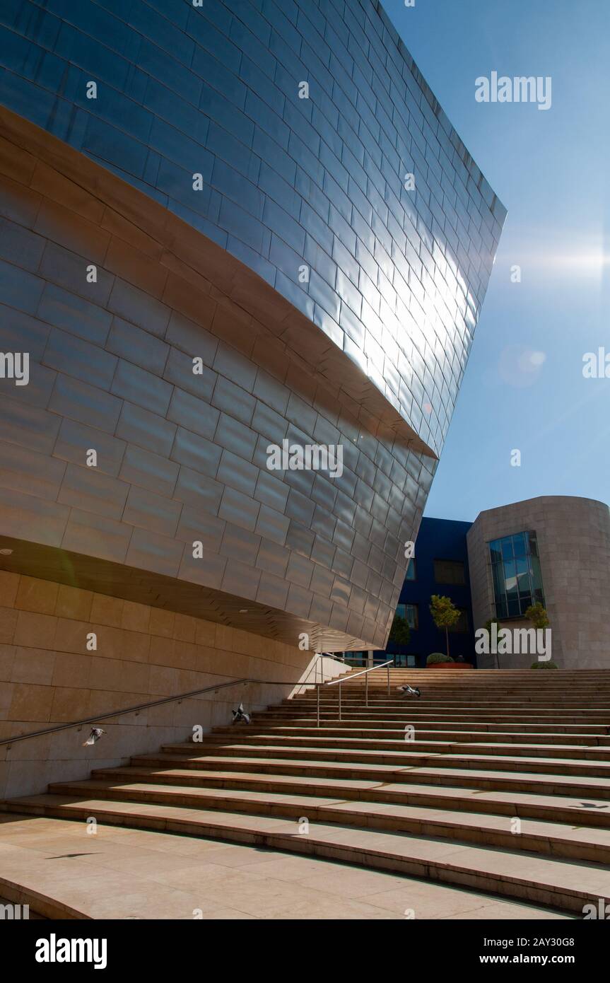 The exterior architecture of the Bilbao Guggenheim museum Stock Photo ...