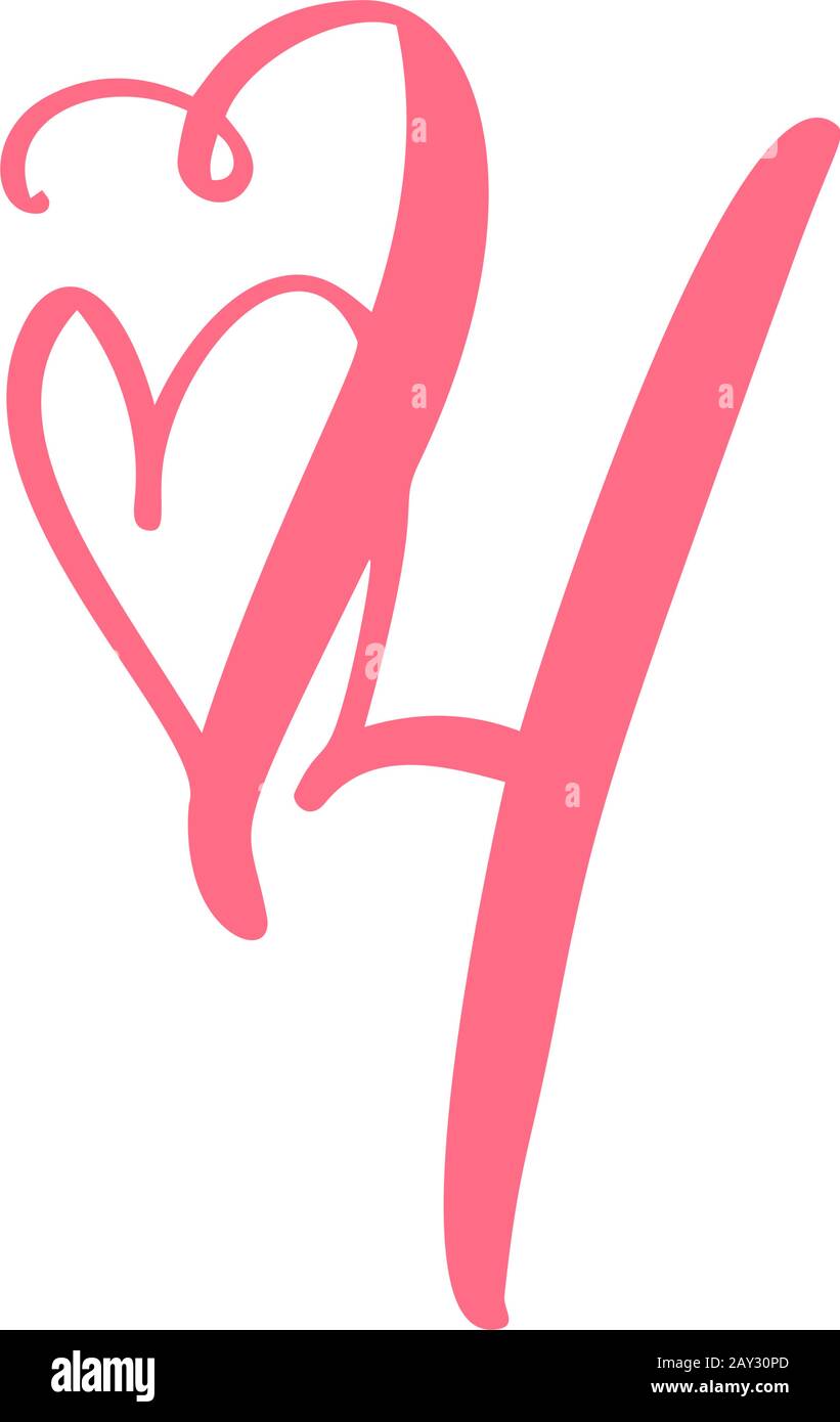 Vector Vintage floral monogram Number four 4. Calligraphy element heart ...