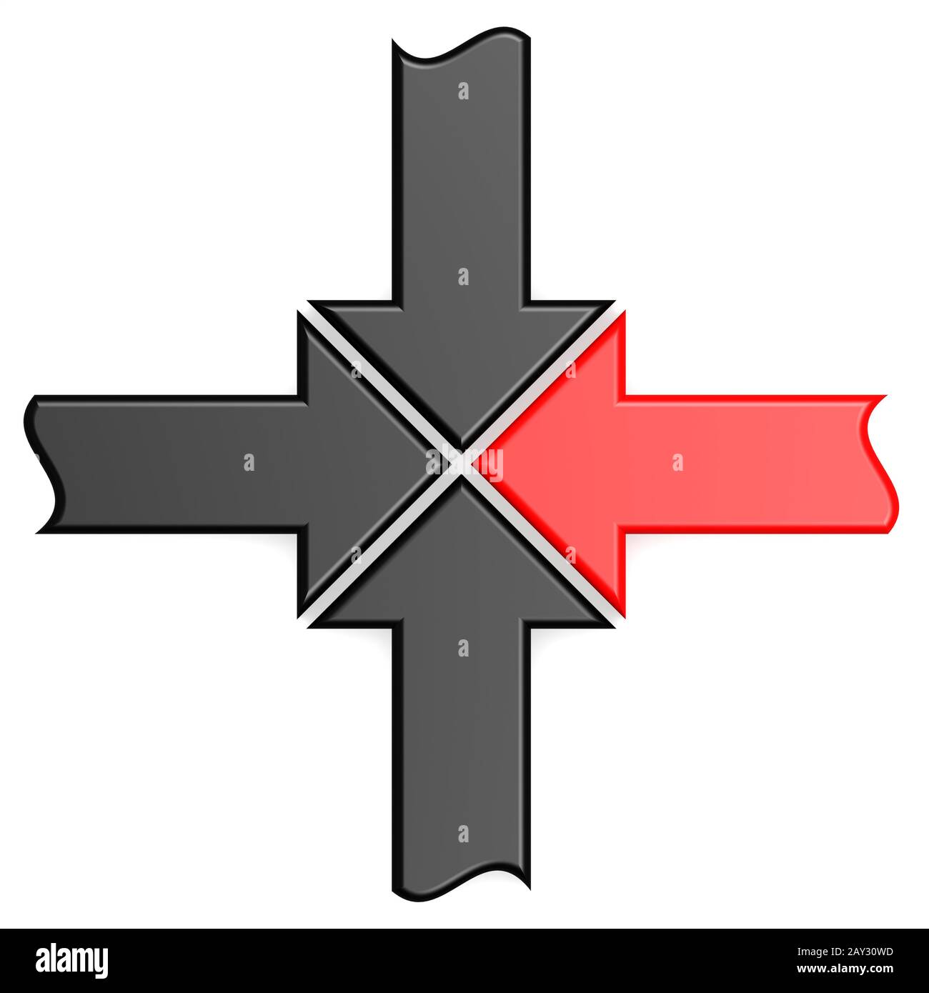 Red arrow join Stock Photo - Alamy