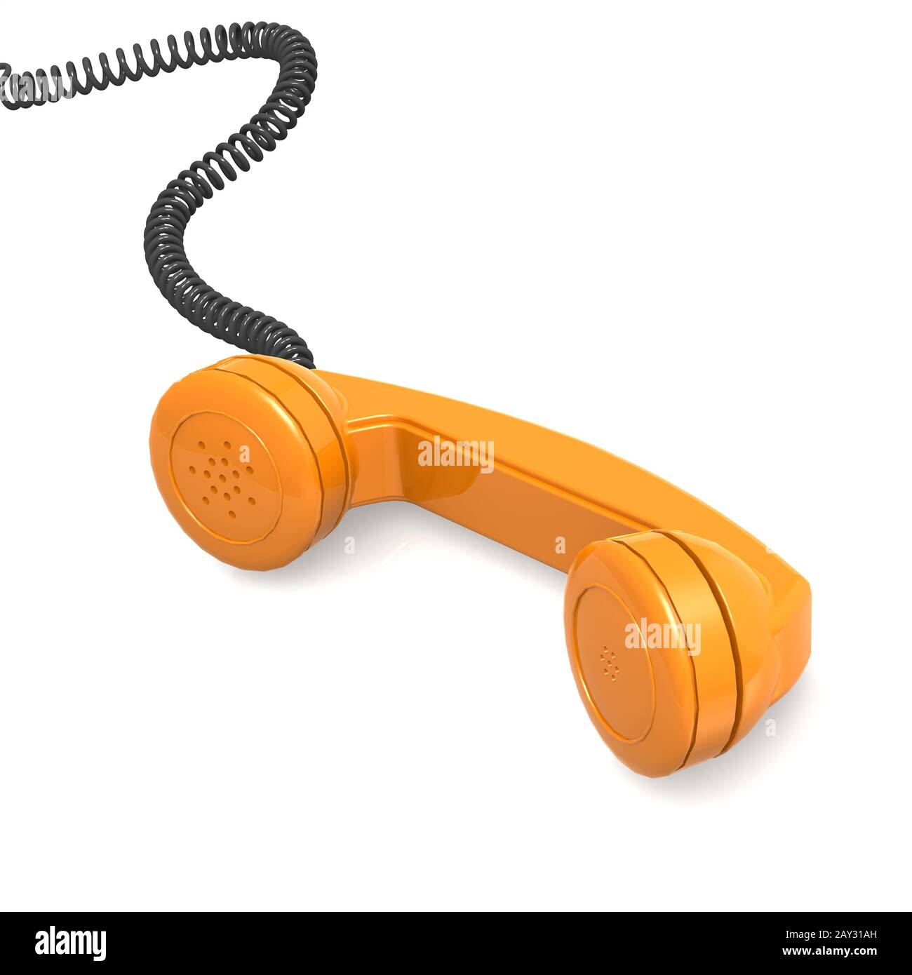 Orange telephone receiver Stock Photo - Alamy