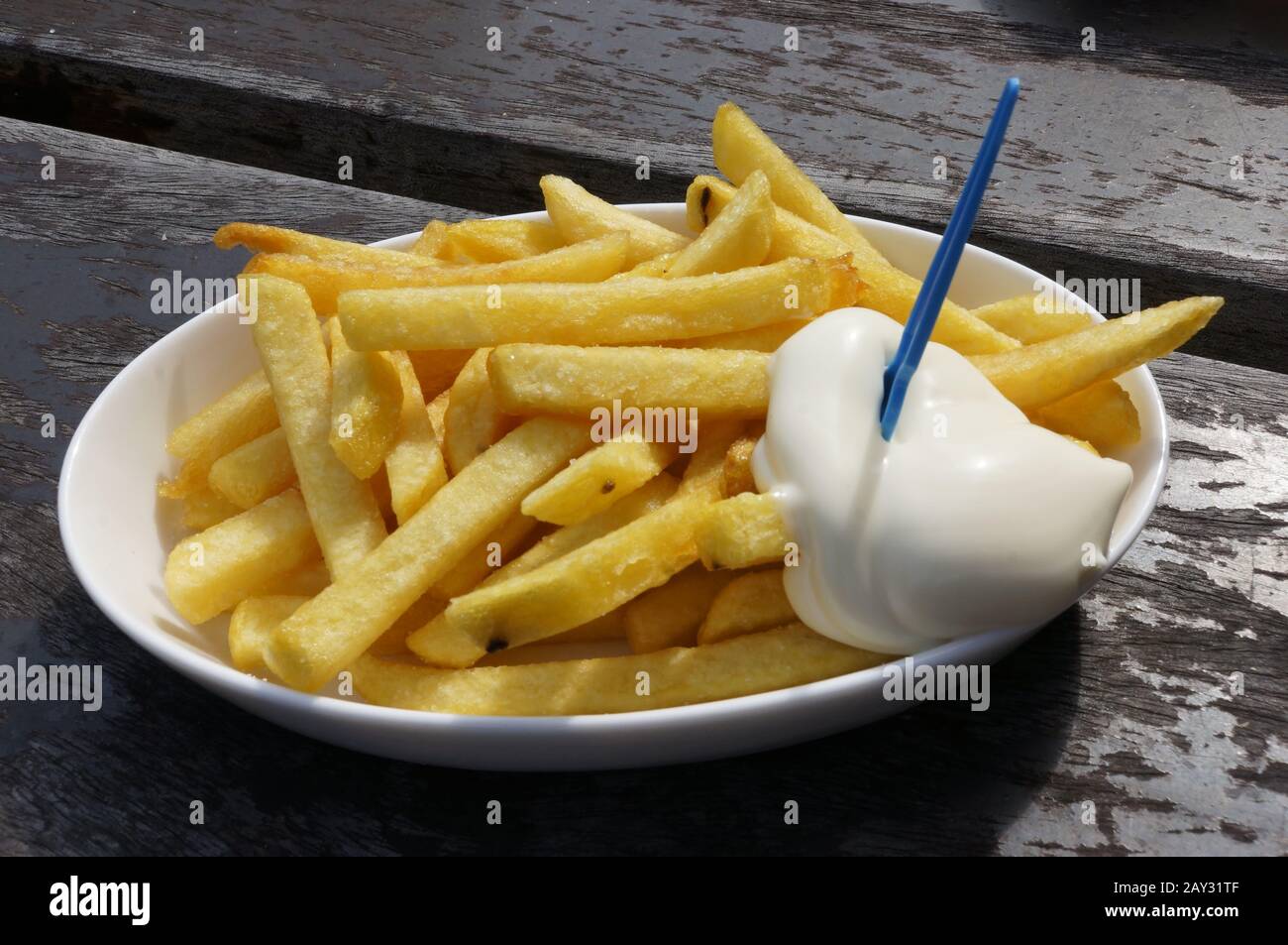 French fries with mayo Stock Photo - Alamy