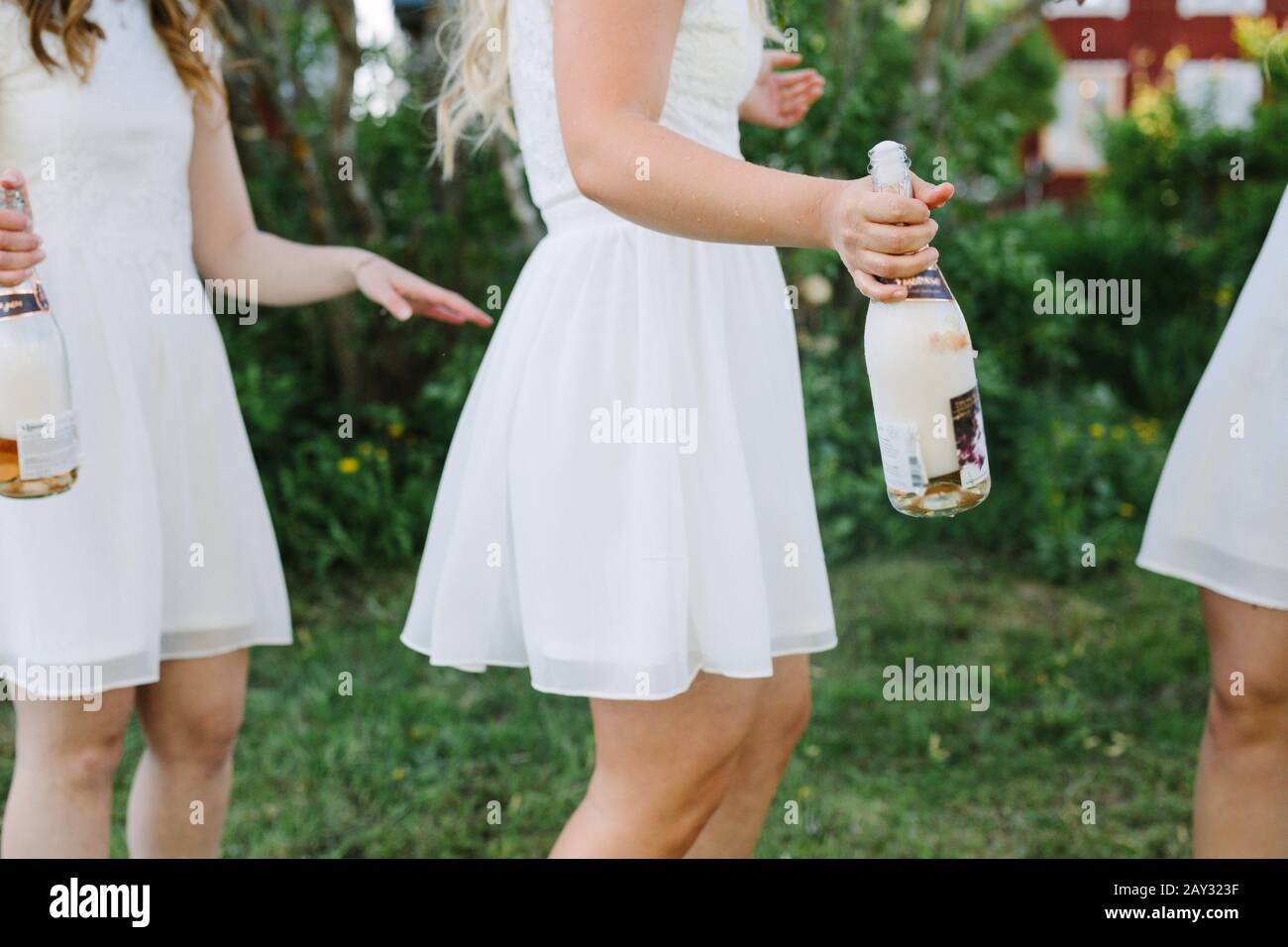 Women celebrating graduation with champagne Stock Photo - Alamy