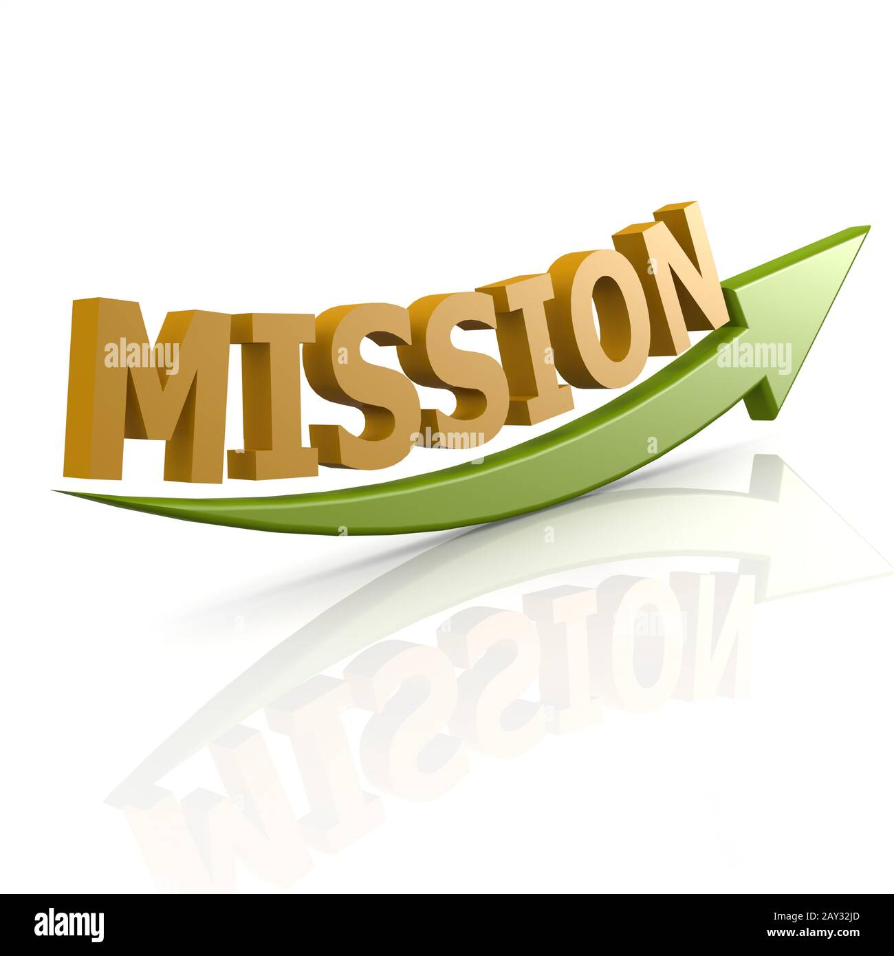 Green arrow with mission word Stock Photo - Alamy