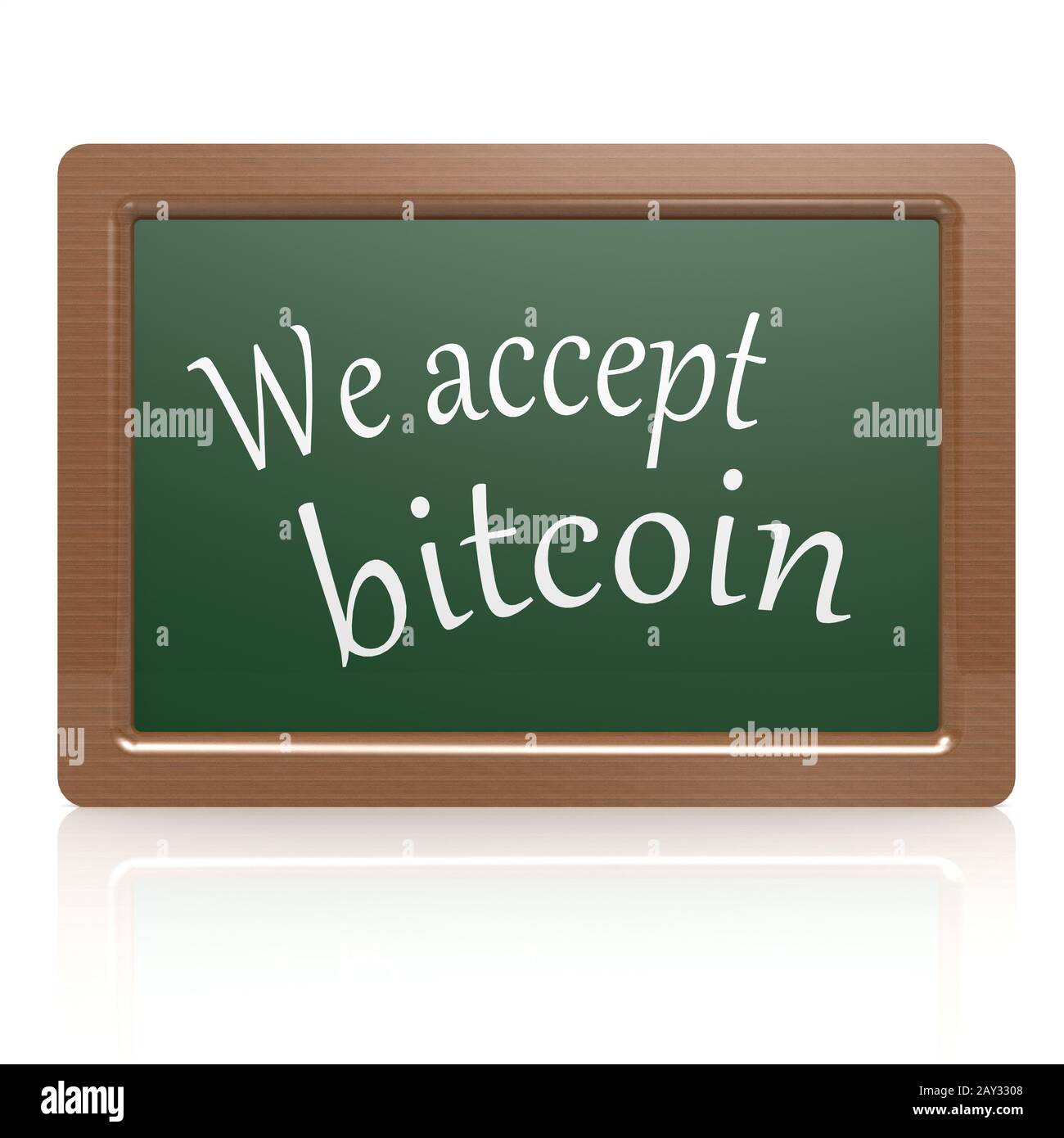 We accept bitcoin black board Stock Photo - Alamy