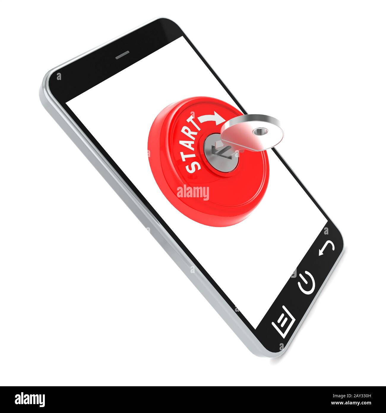Red start key on smartphone Stock Photo - Alamy