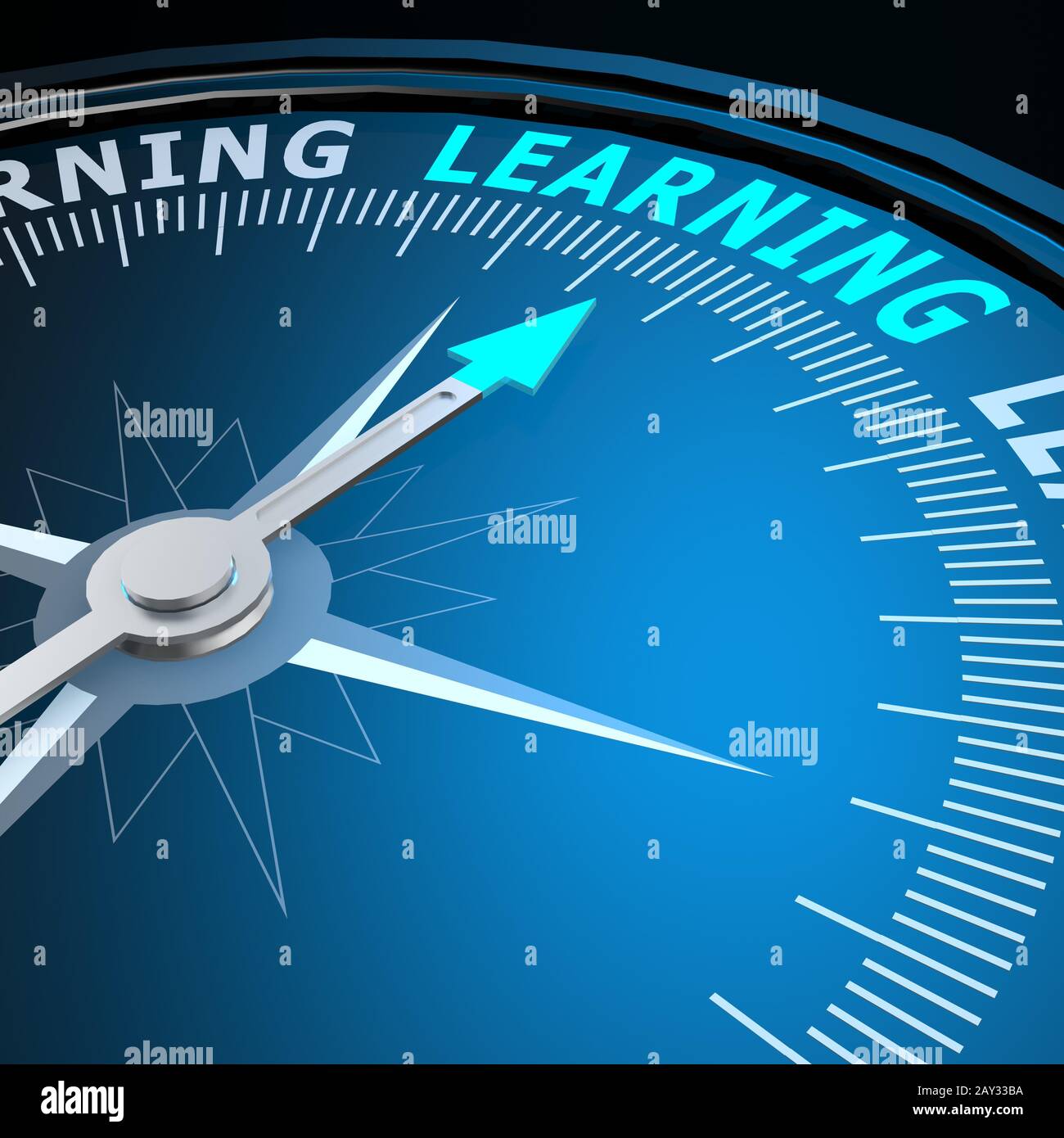 Learning word on compass Stock Photo - Alamy