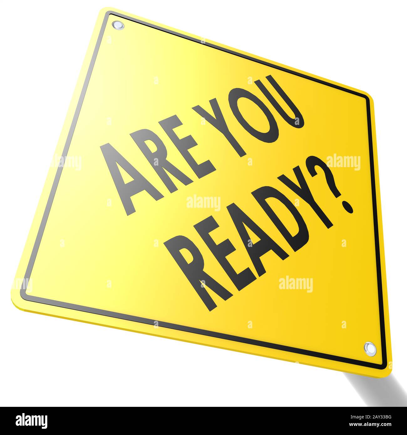 Road sign with are you ready Stock Photo - Alamy