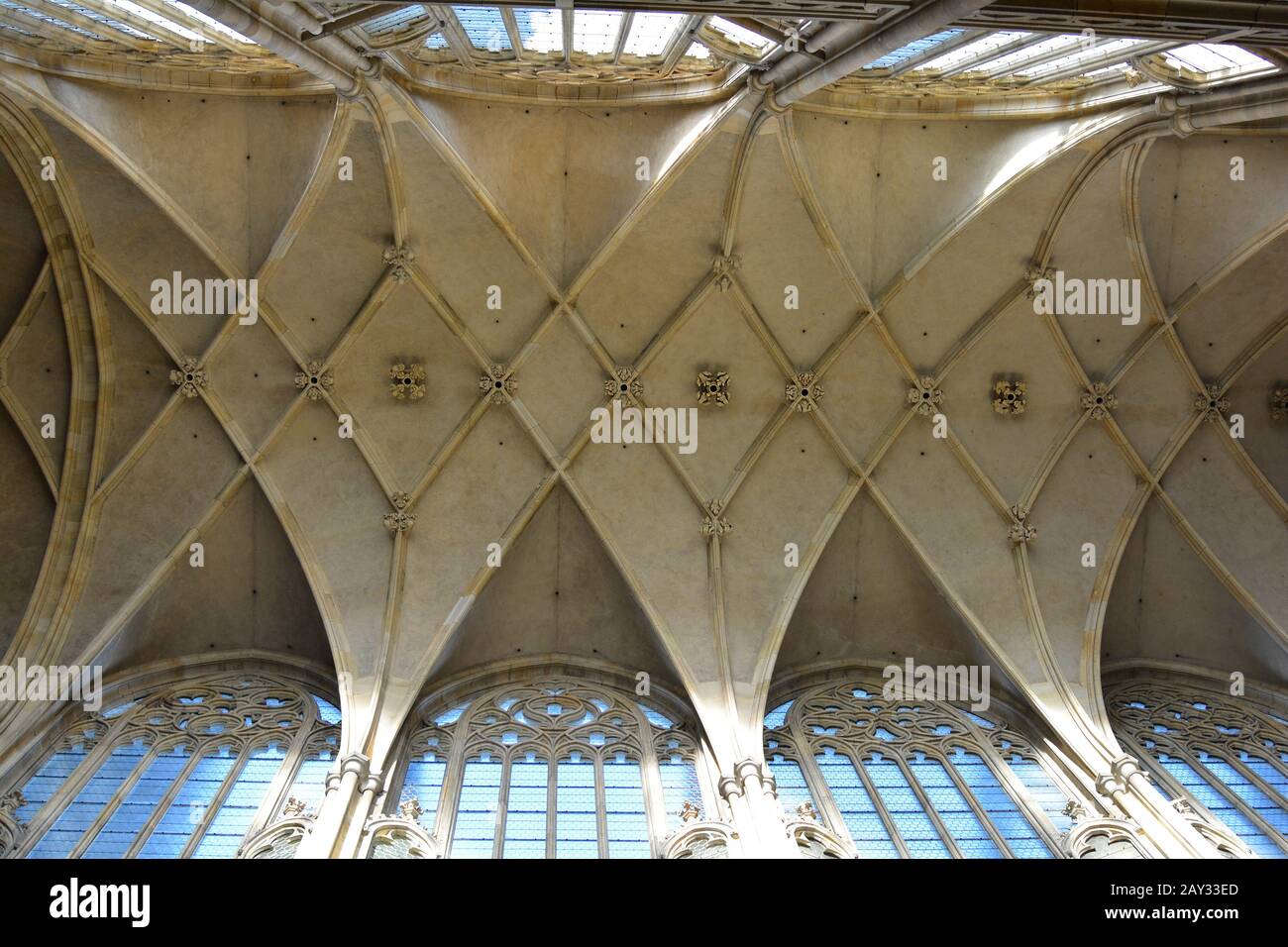Prague, Czech Republic - ceiling of Saint Vitus cathedral Stock Photo ...