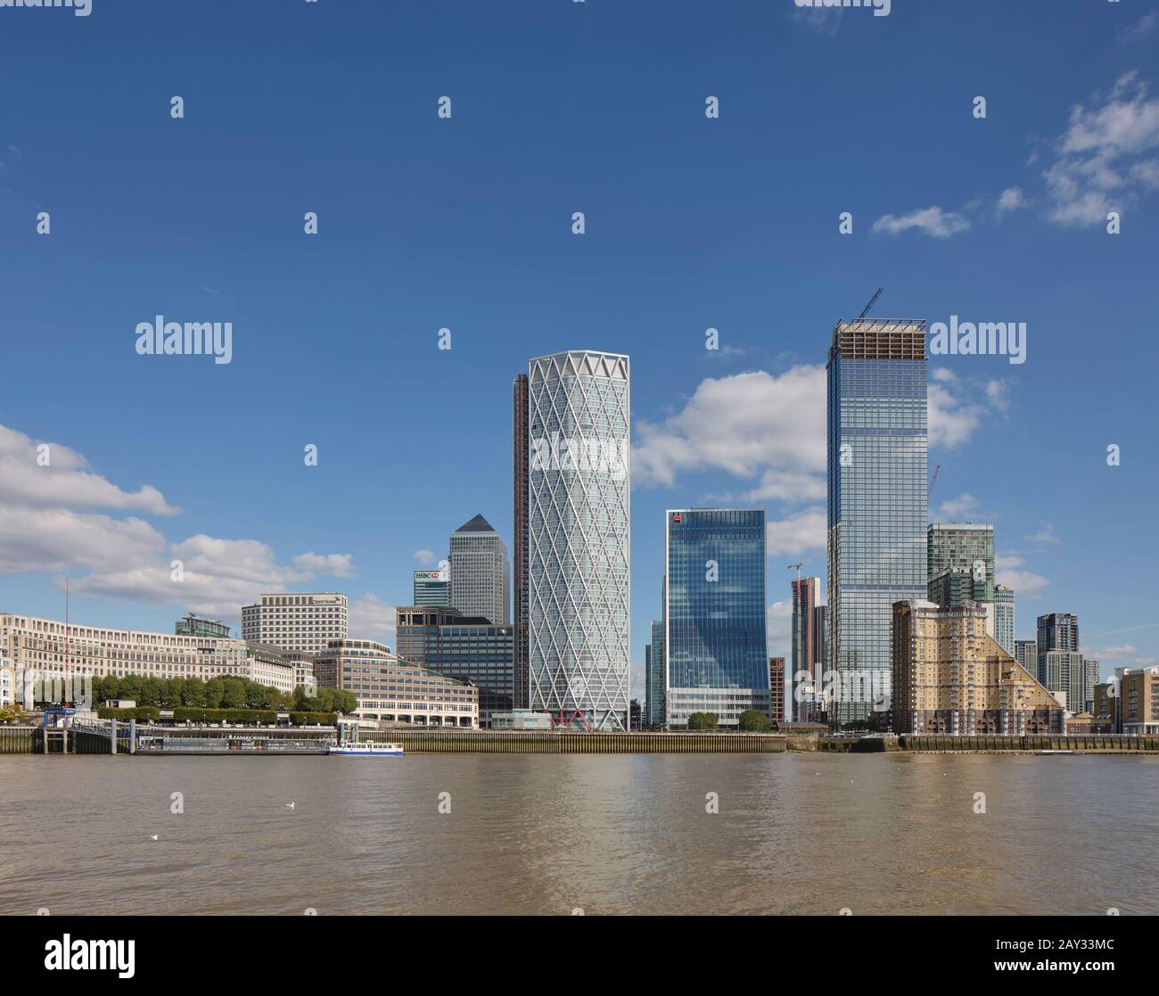 Wide contextual view across river. Newfoundland Tower, London, United ...