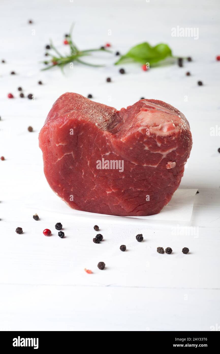 raw beef fillet on wood Stock Photo - Alamy