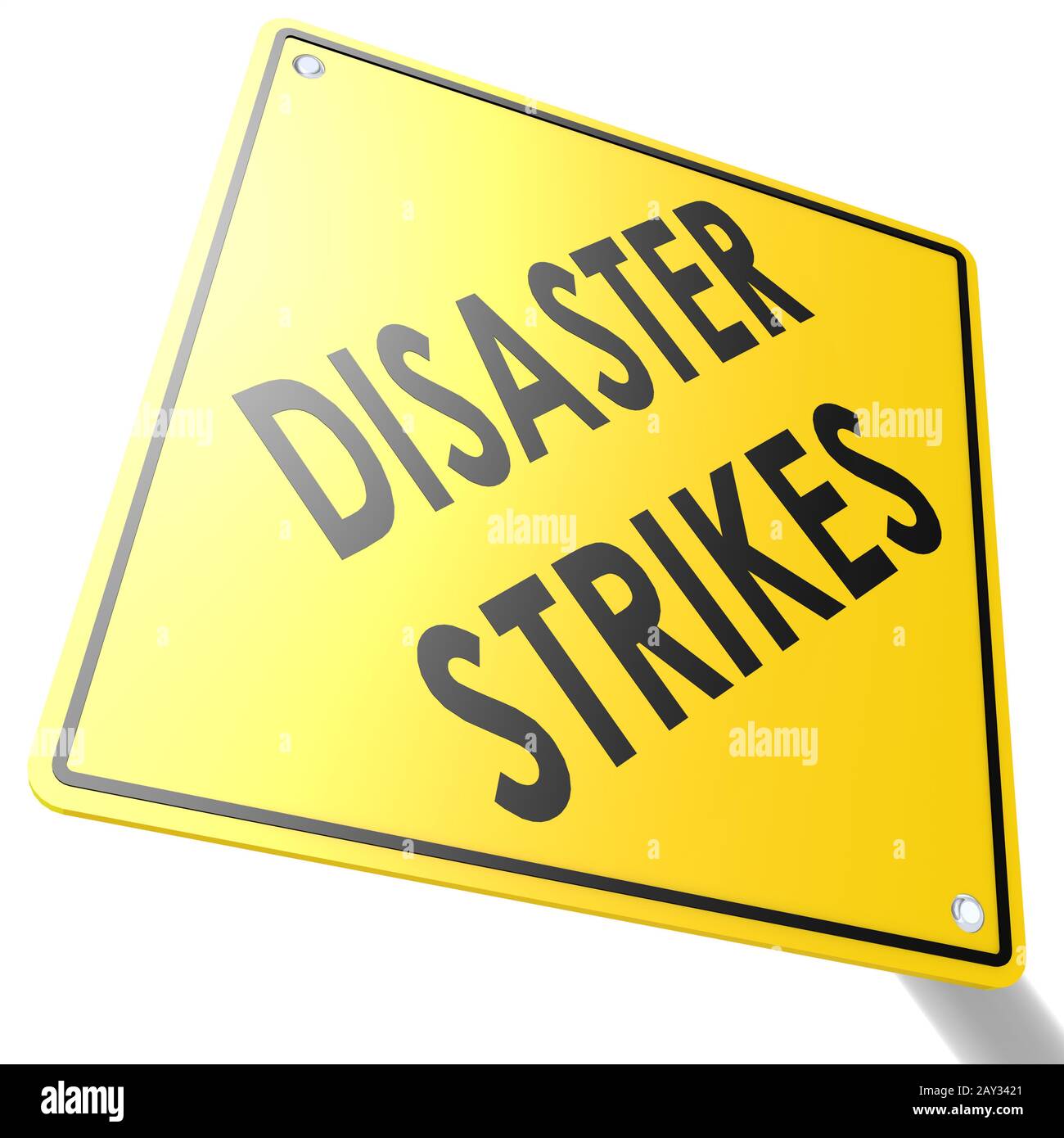 Road sign with disaster strikes Stock Photo - Alamy