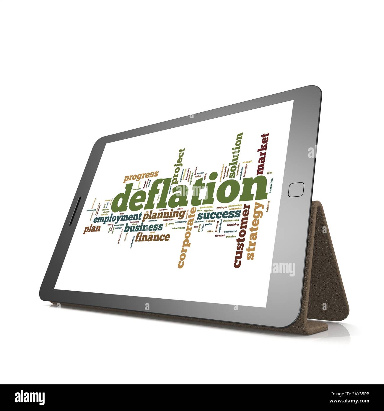 Deflation word cloud on tablet Stock Photo - Alamy