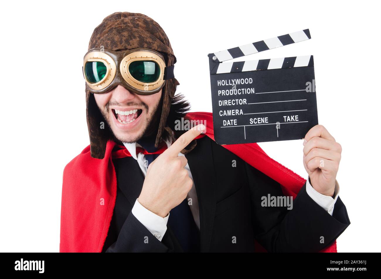 Man wearing red clothing in funny concept Stock Photo - Alamy