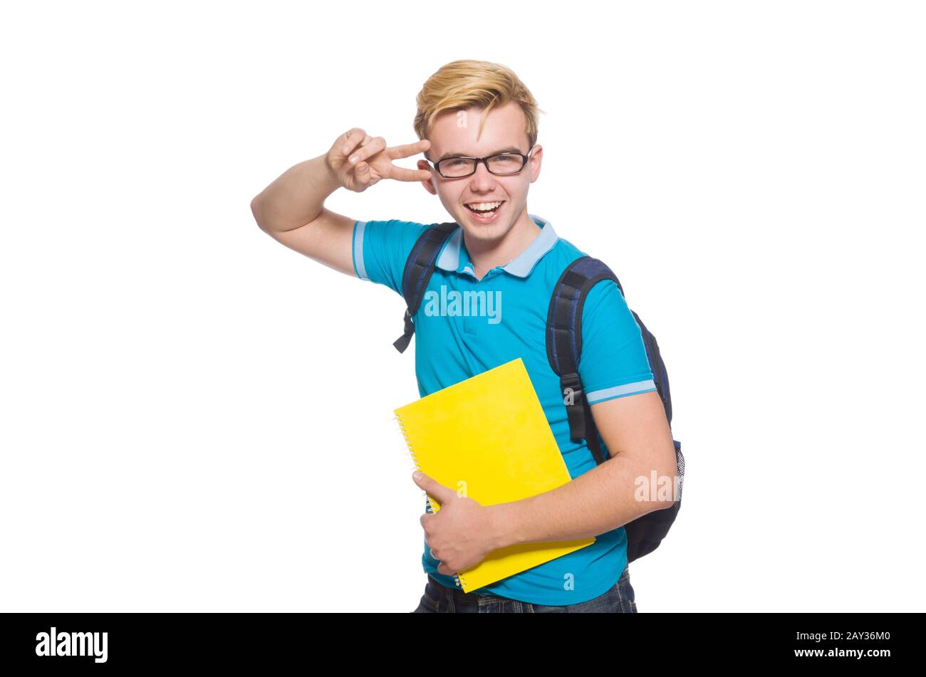 Student with books isolated on white Stock Photo - Alamy