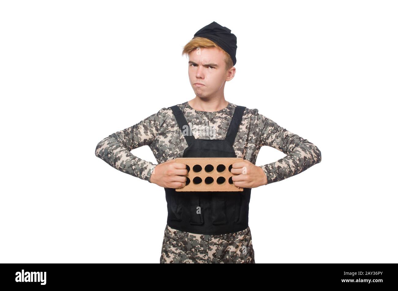 Funny soldier isolated on white Stock Photo - Alamy