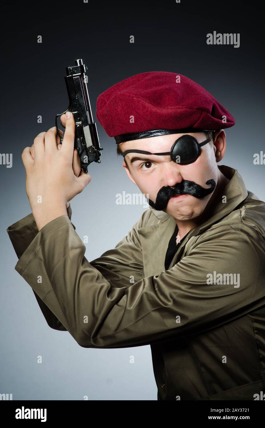 Funny soldier in military concept Stock Photo - Alamy