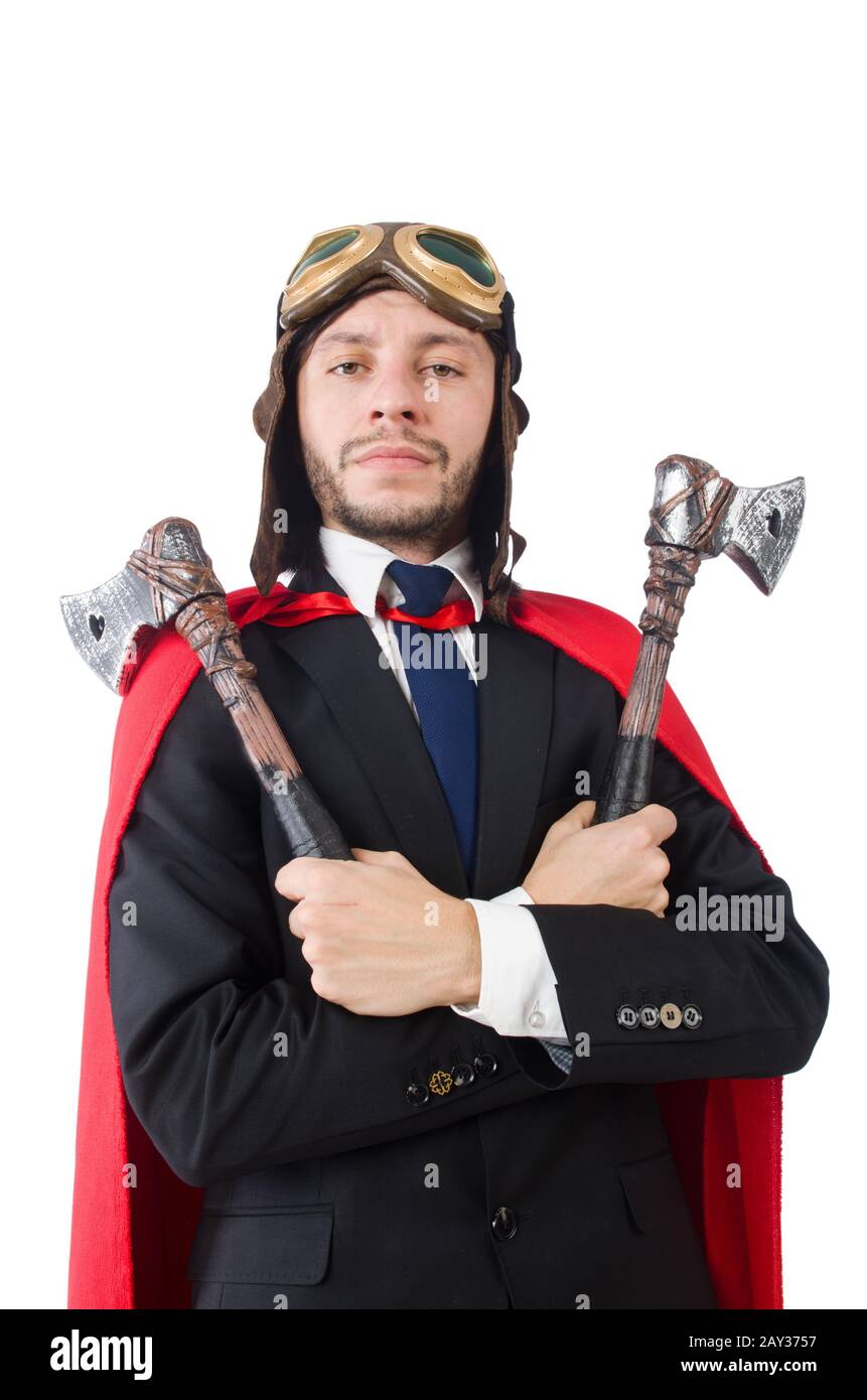 Man wearing red clothing in funny concept Stock Photo - Alamy