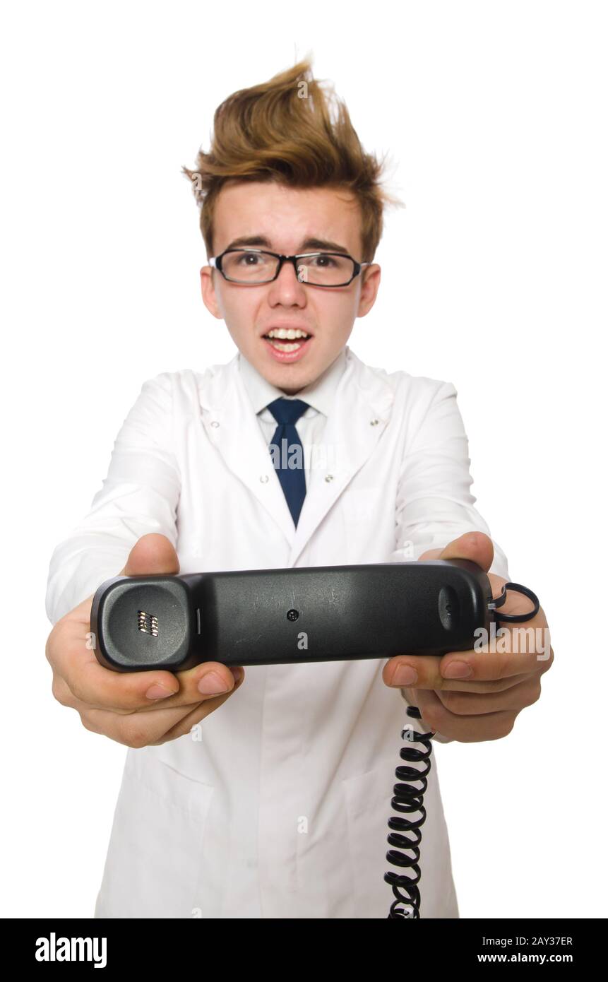 Funny doctor isolated on white Stock Photo - Alamy