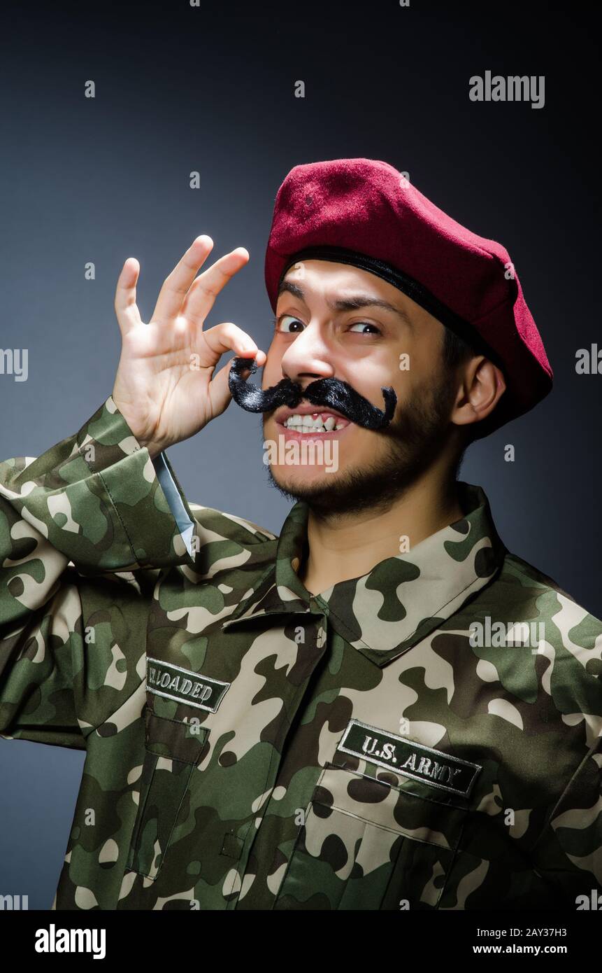 Funny soldier in military concept Stock Photo - Alamy