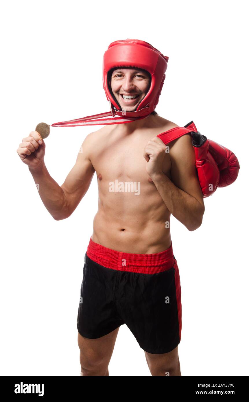 Funny boxer isolated on the white Stock Photo - Alamy
