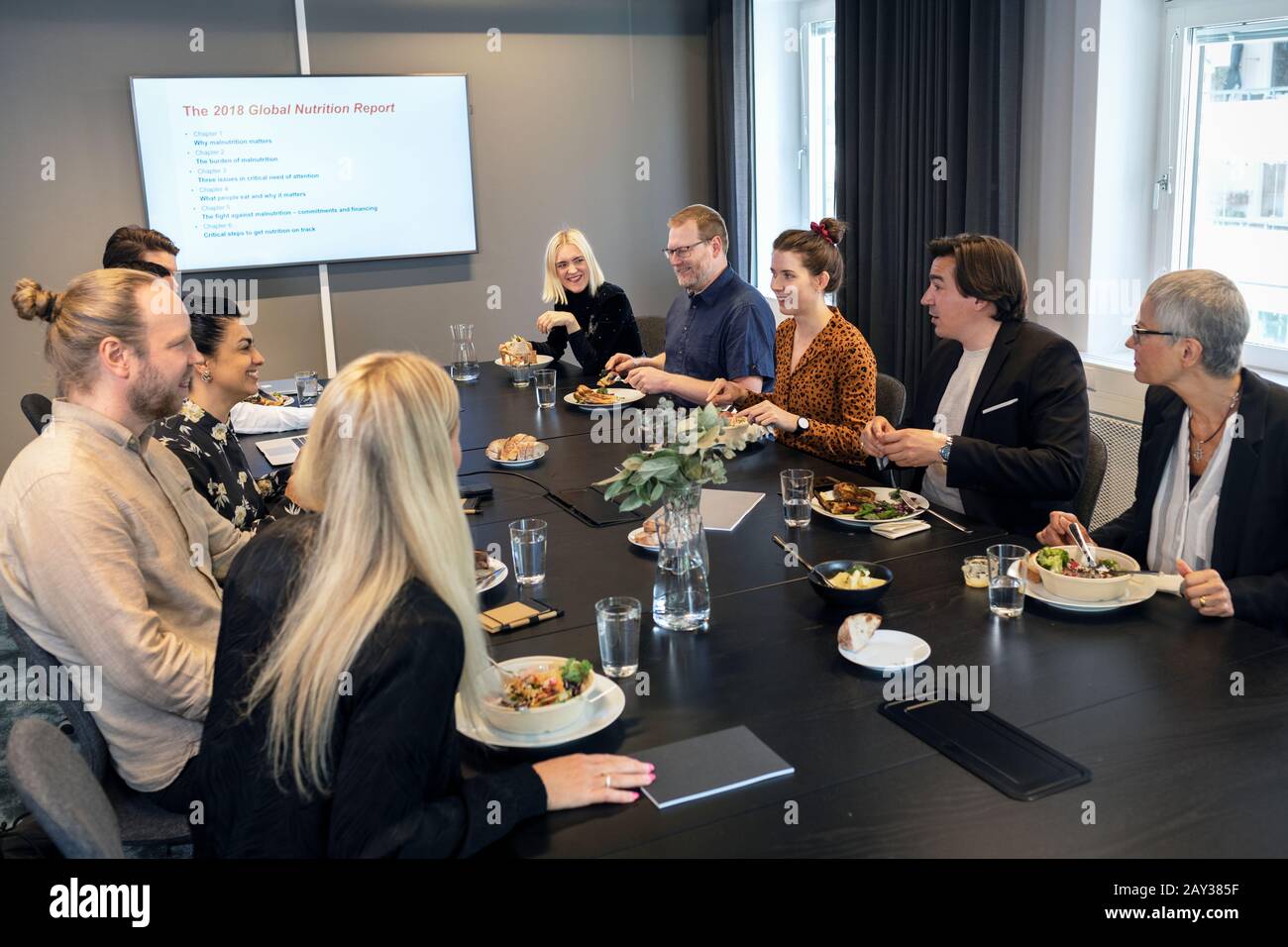 Meal during business meeting Stock Photo - Alamy