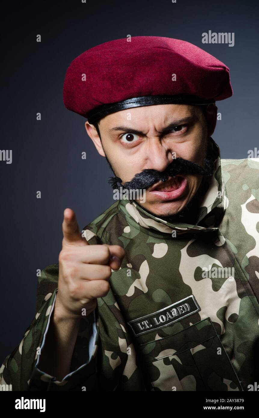 Funny soldier in military concept Stock Photo - Alamy