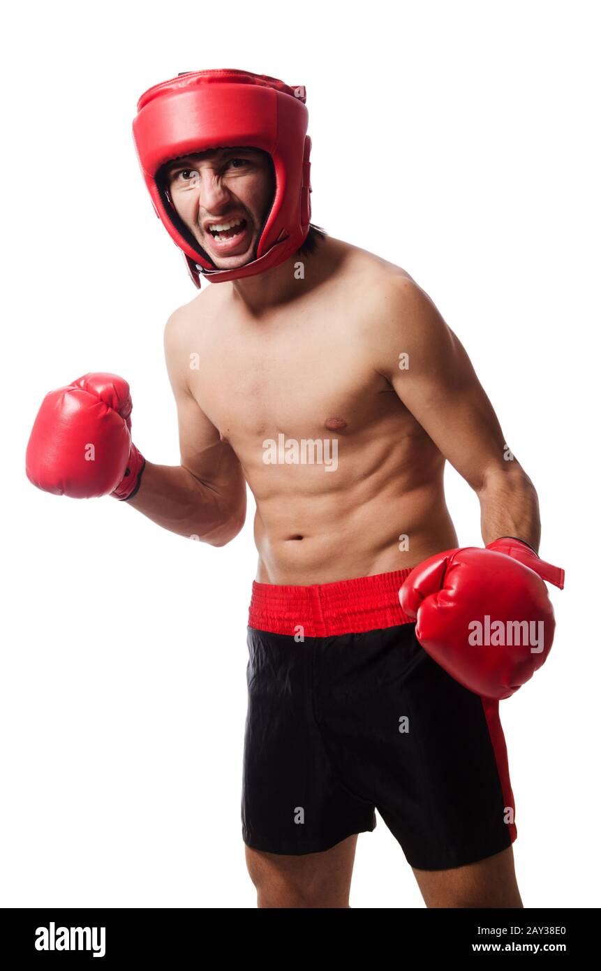 Funny boxer isolated on the white Stock Photo - Alamy