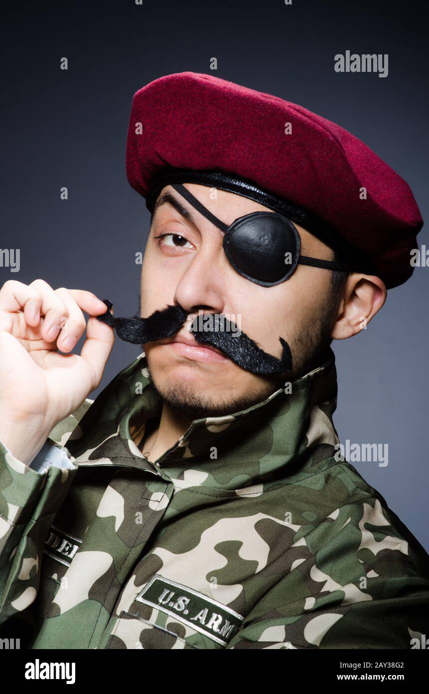 Funny soldier in military concept Stock Photo - Alamy