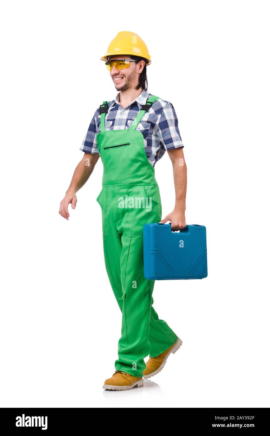 Industrial worker isolated on the white background Stock Photo - Alamy