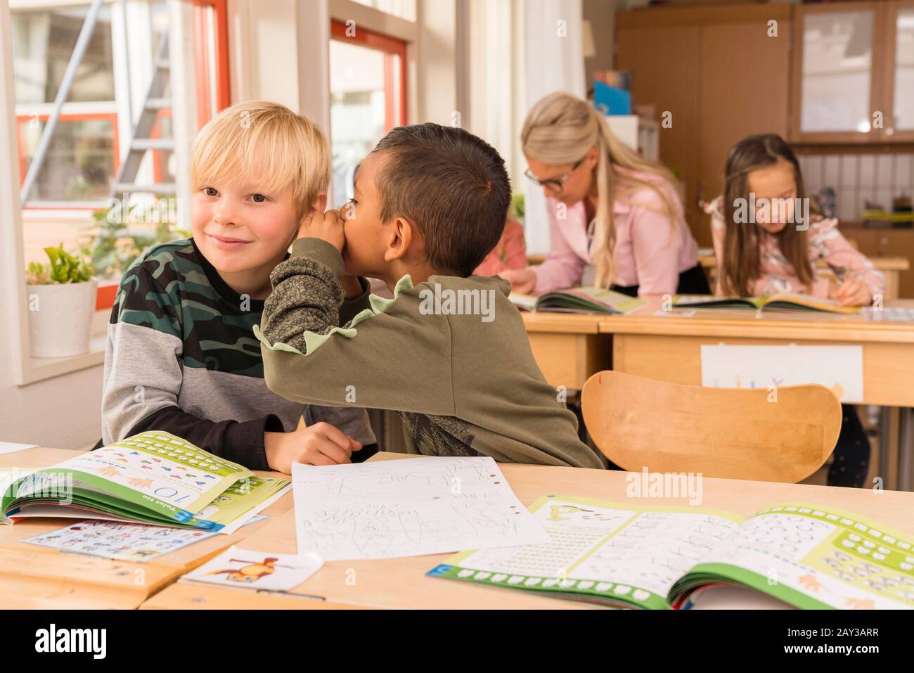 Boys in classroom Stock Photo - Alamy