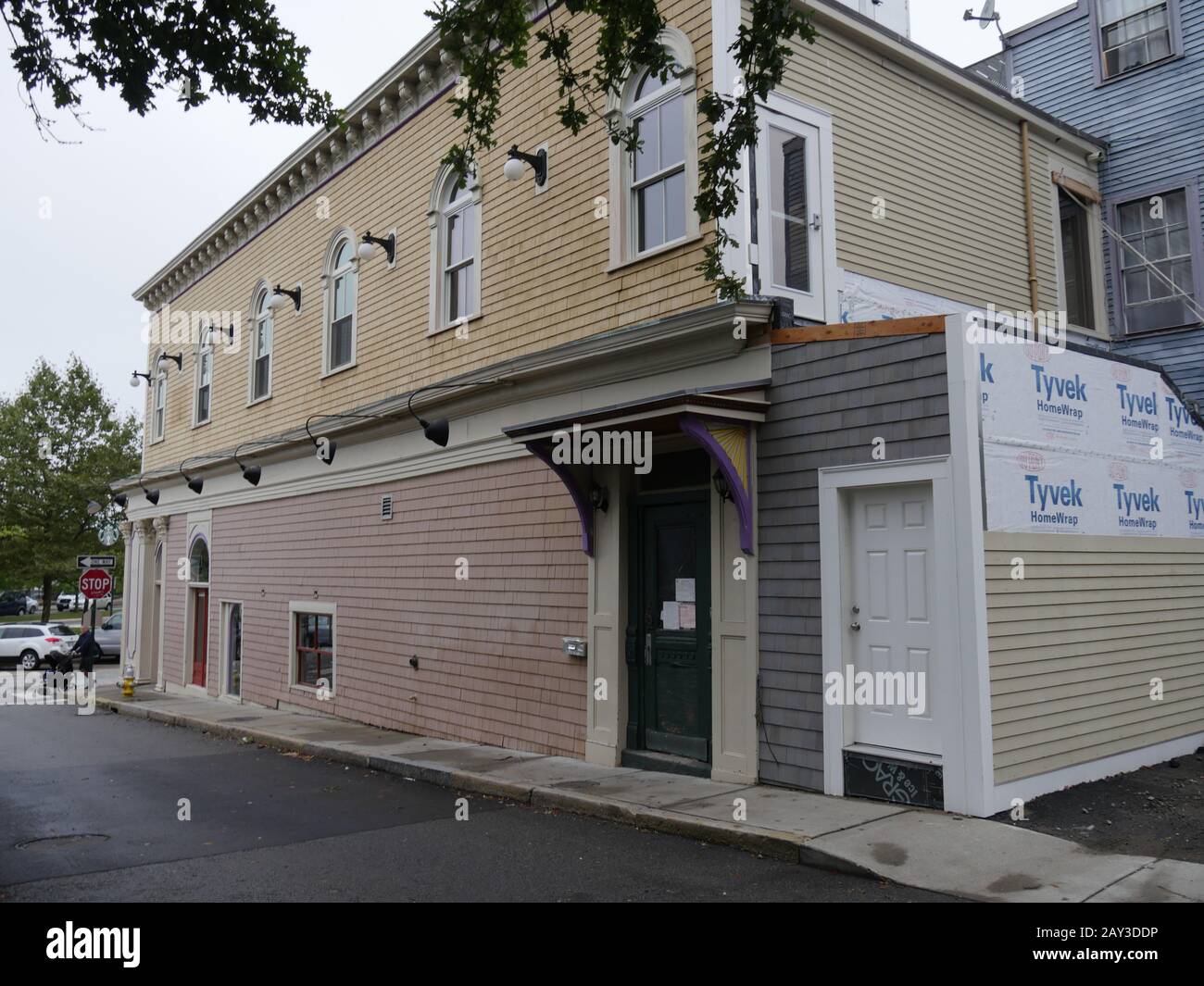 Newport, Rhode Island-September 2017: Old buildings along narrow ...