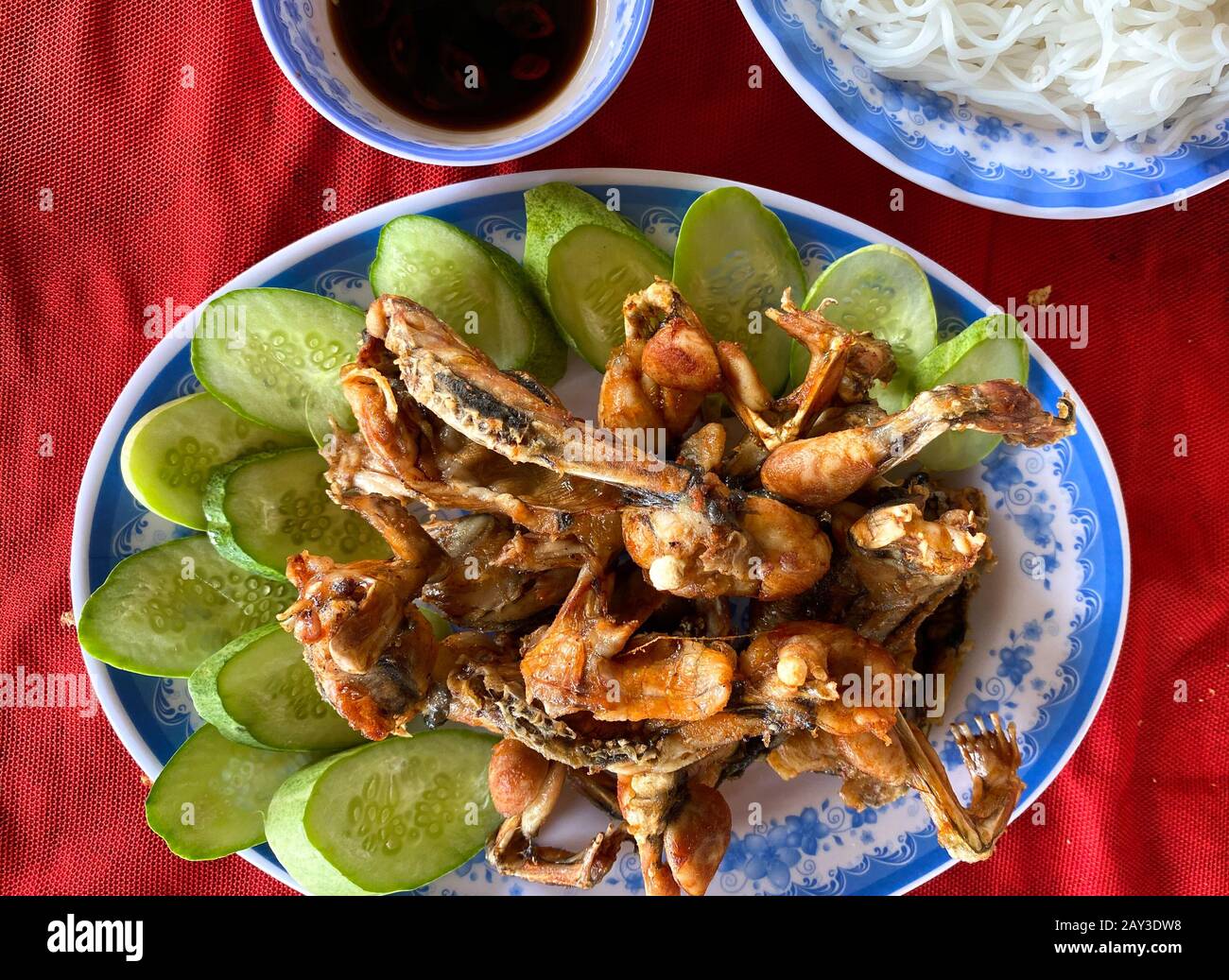 Traditional fried frog Vietnam cuisine at the local restaurant in ...