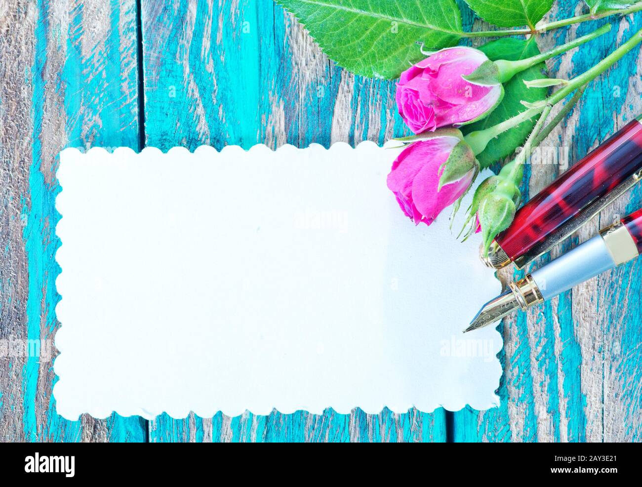 flowers and sheet for note Stock Photo - Alamy