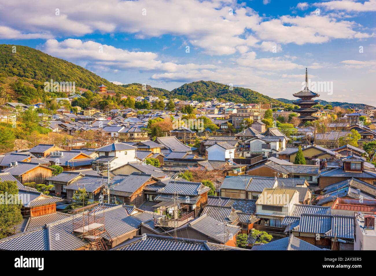 Kyoto, Japan old town skyline in the Higashiyama District in the ...