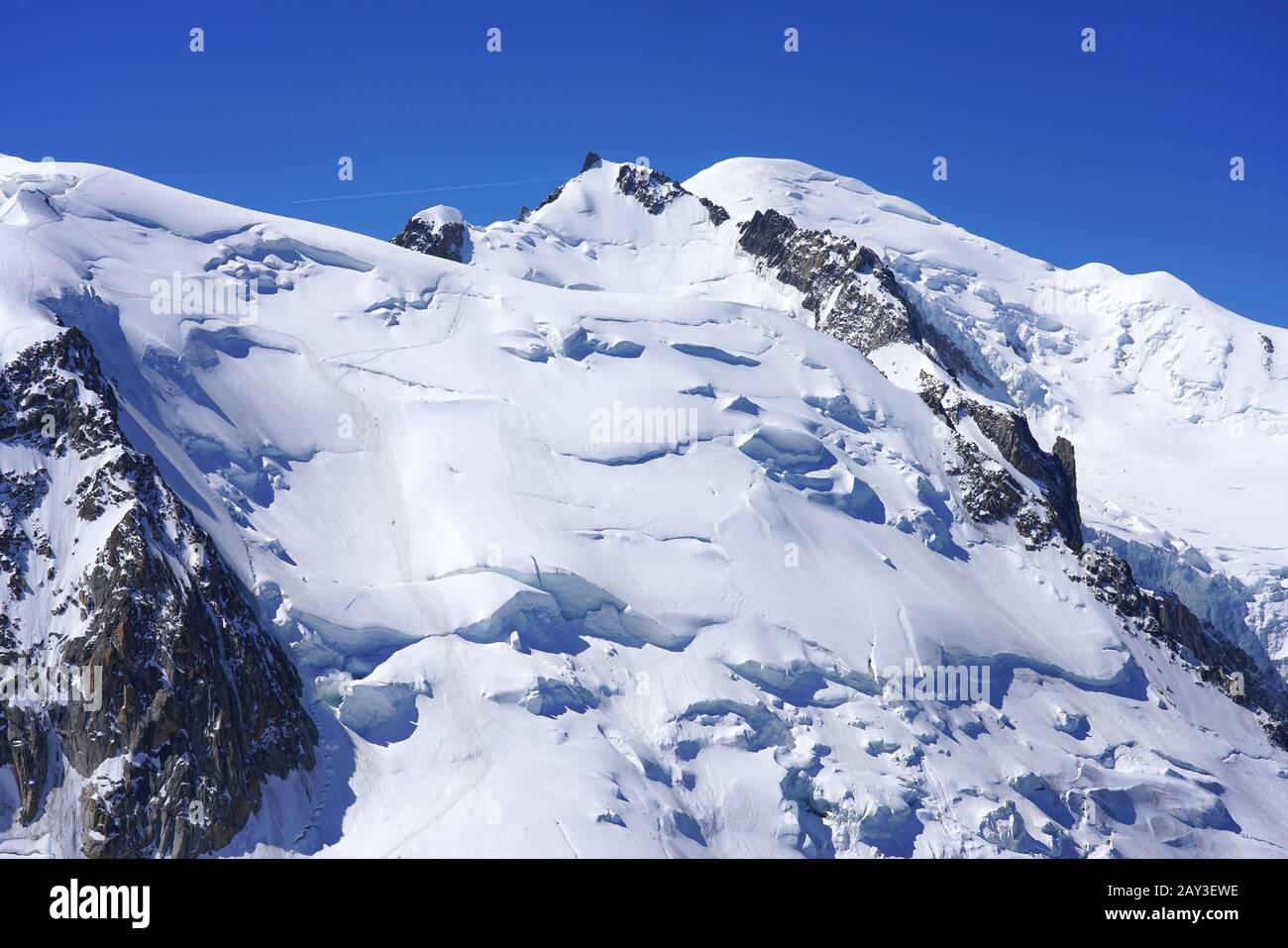 View of the Vallee Blanche covered with snow in the Massif du Mont ...