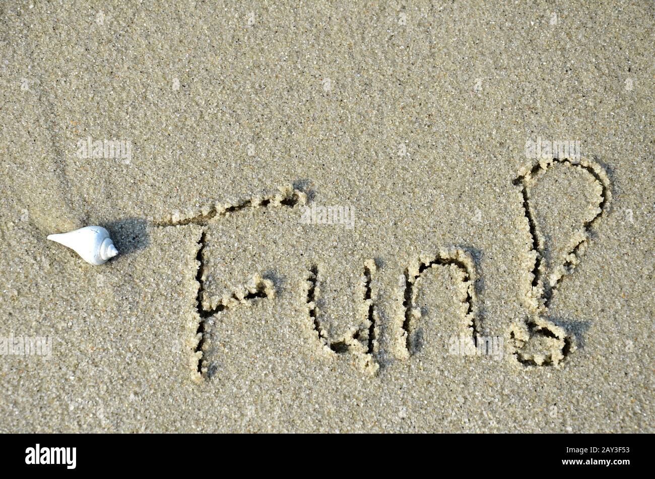 Fun word written on the sand Stock Photo - Alamy