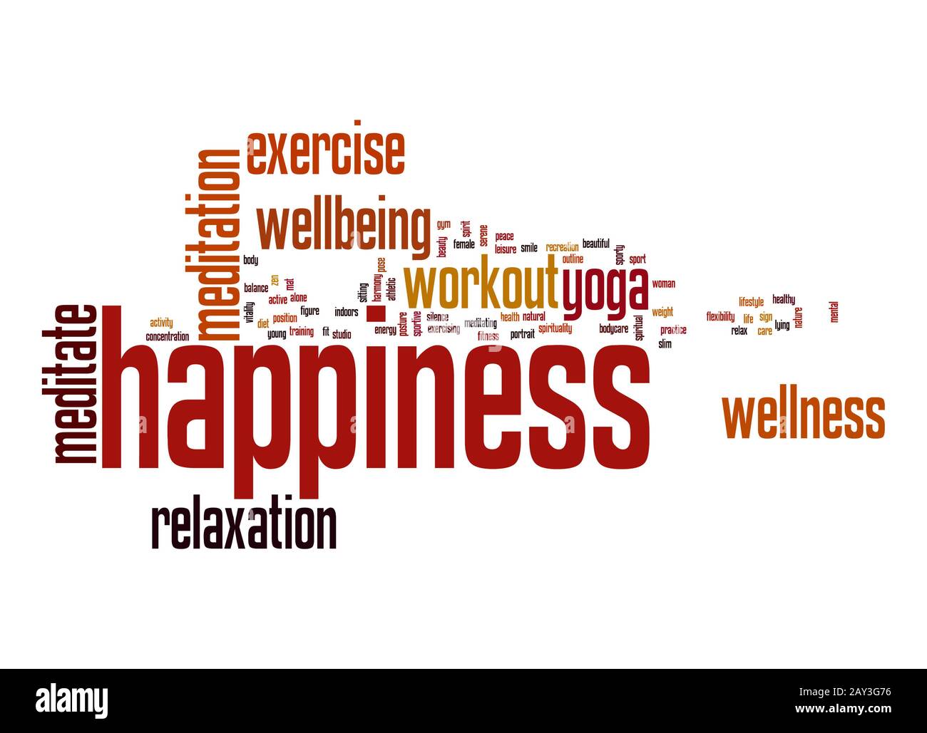 Happiness word cloud with white background Stock Photo - Alamy