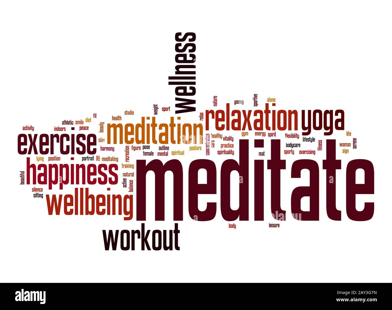 Meditate word cloud with white background Stock Photo - Alamy